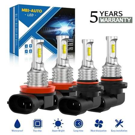 Xotic Tech H13 9008 Ice Blue 8000K LED Headlight Bulb All-in-one ...