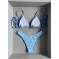 Blue Floral Embroidered Spaghetti Strap Bikini Set With High Cut ...