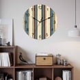 14 Inch Abstract Brown Stripe Wall Clock, Vintage Wood Grain Battery ...