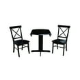 36 inch Dual Drop Leaf Dining Table with Two X-back Chairs in Black ...