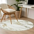 Golden Marble Round Area Rug 3 FT, Small Kitchen Bathroom Mat, Abstract ...