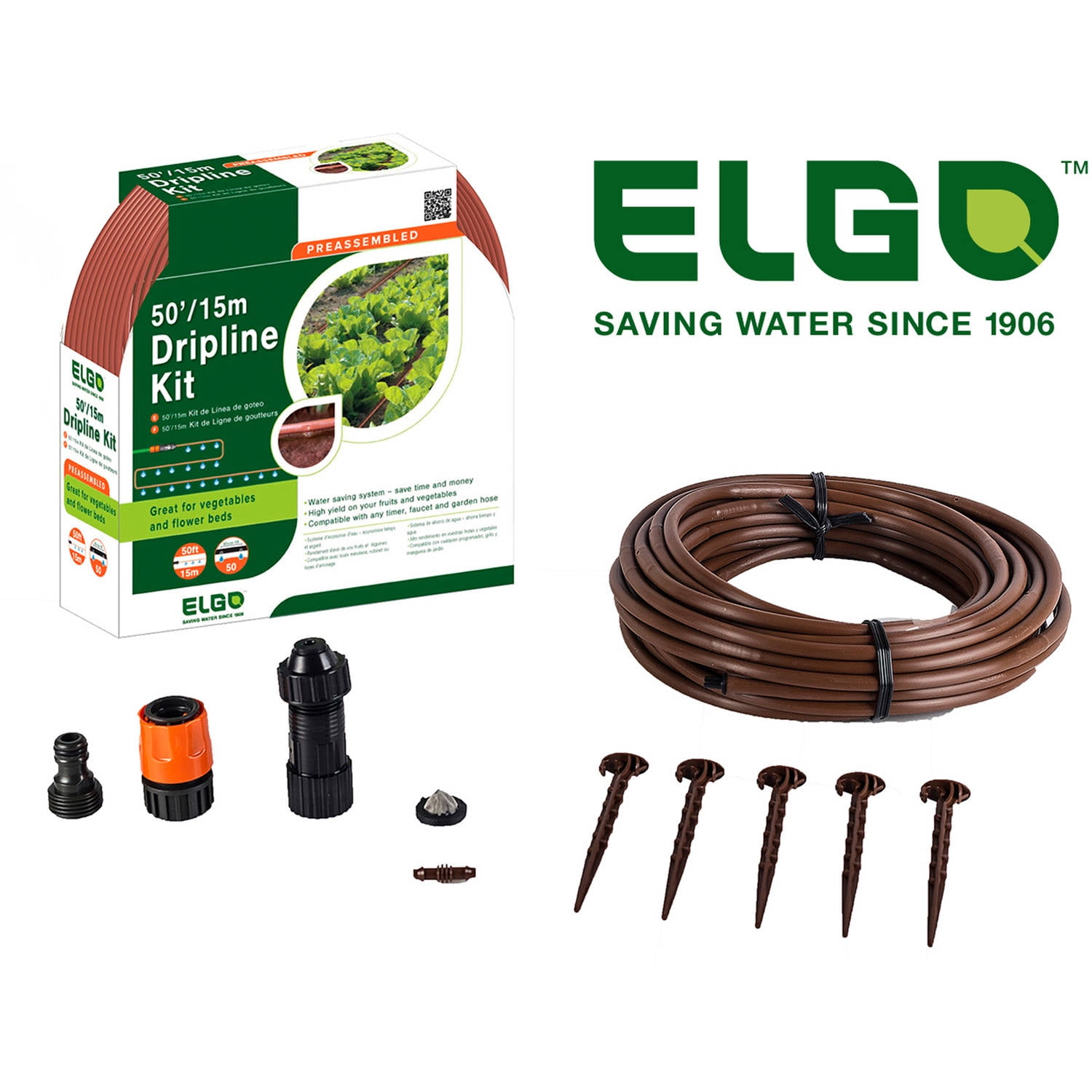 Elgo 50' Drip Line Kit for Rasied garden beds and vegetable gardens ...