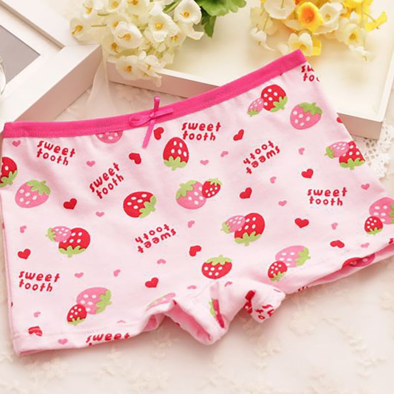 Poseca - Girls Bow Briefs Cute Strawberry Print Panties Cotton Baby ...
