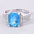 3.50 Ct Cushion Swiss Blue Topaz and Lab Diamond Prong Silver Statement ...