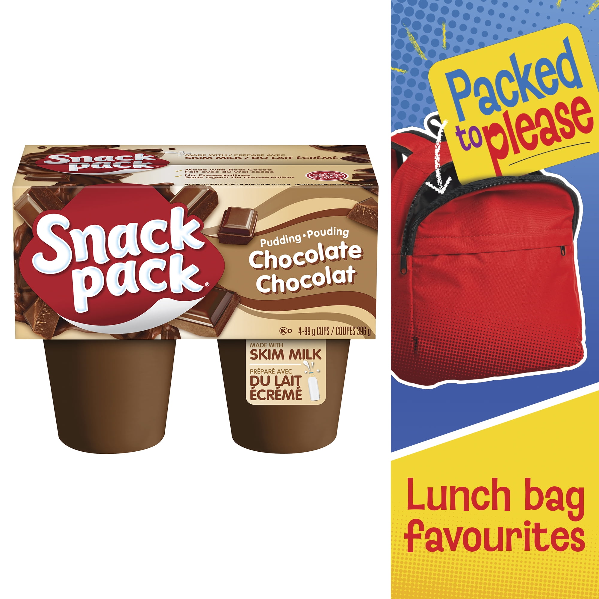 Snack Pack® Chocolate Pudding Cups, 4 pack, 4 x 99g Cups, 396 g ...