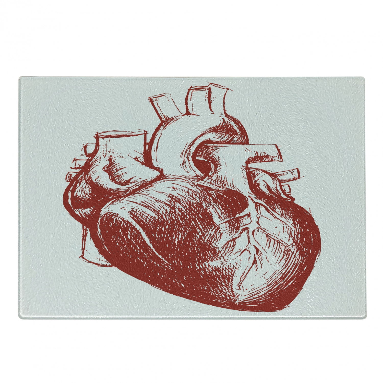 Human Heart Cutting Board, Warm Tone Monochromatic Realistic Sketch of ...