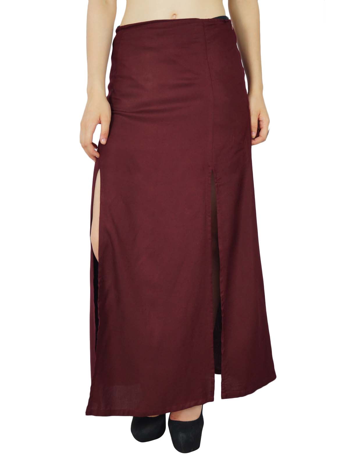 Bimba Women Rayon Maxi Skirt with Long 2 Slits - Walmart.com