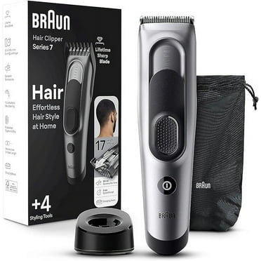 Braun Series 7 HC7390 Men's Rechargeable Hair Clipper, 17 Length Settings, 2 Attachment Combs ...