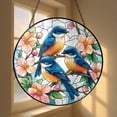 Bird and Flower Wreath Stained Glass Effect Suncatcher, Graceful Window ...