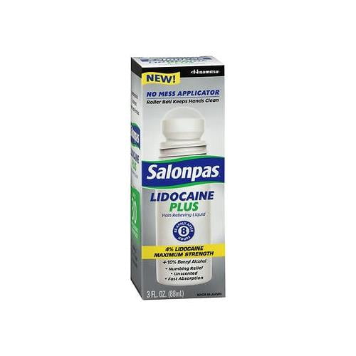 3 Pack Salonpas lidocaine plus roll on pain relieving 4% lidocaine 3oz ...