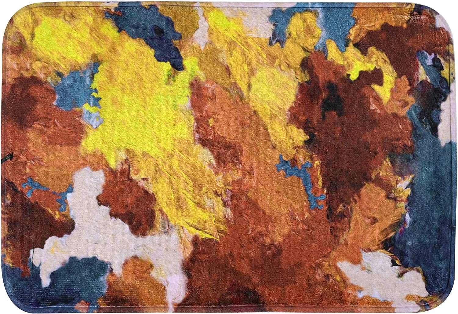 Yellow Bath Mat, Brown Bathroom Rugs, Abstract Bath Rugs, 24''''X16 ...