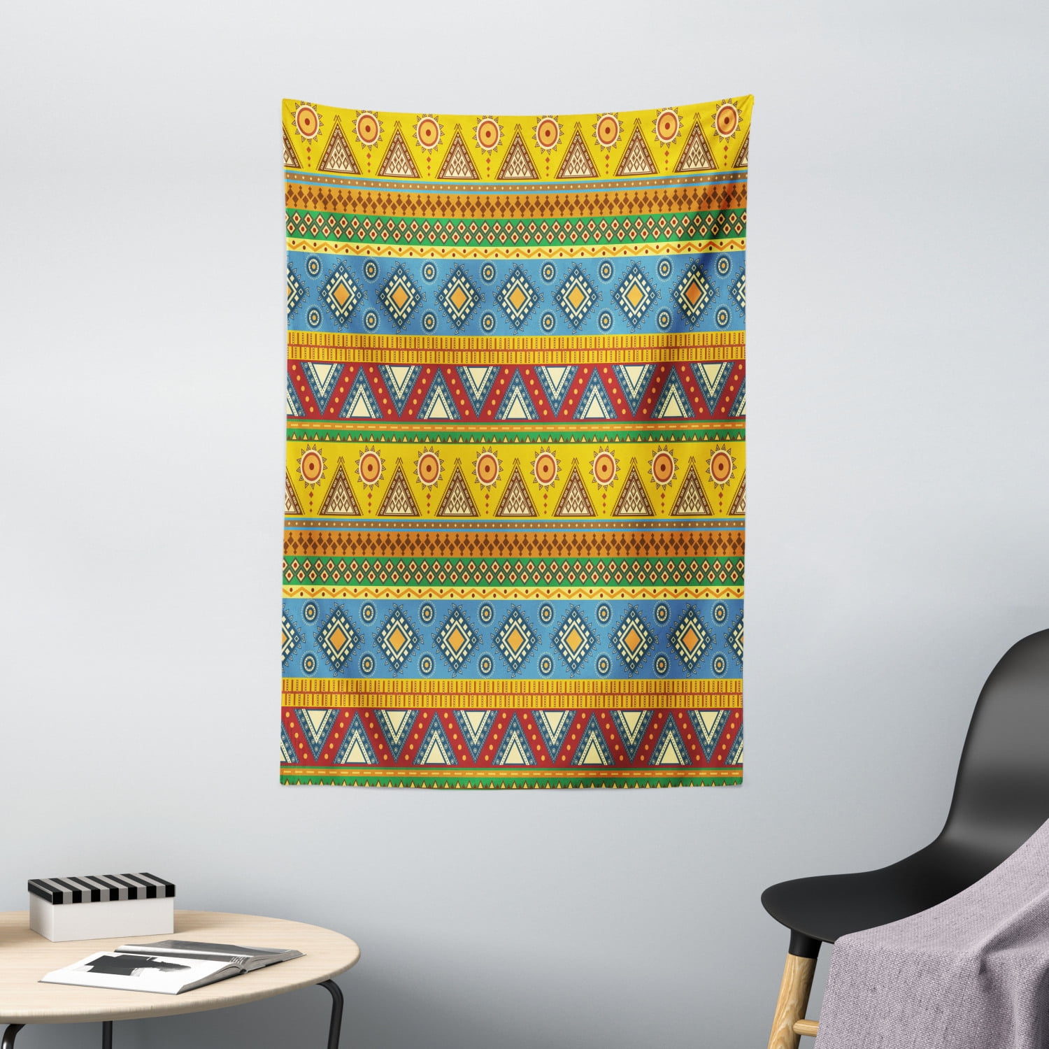 Aztec Tapestry, Traditional Classic Navajo Folk Motif with Sun Figure ...