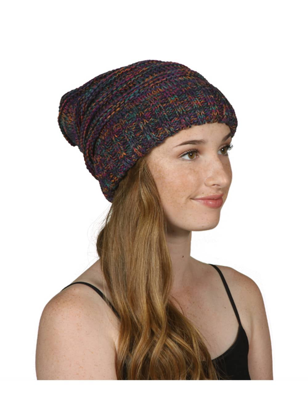 Gravity Threads Trendy Oversized Chunky Soft Beanie - Black Multi ...
