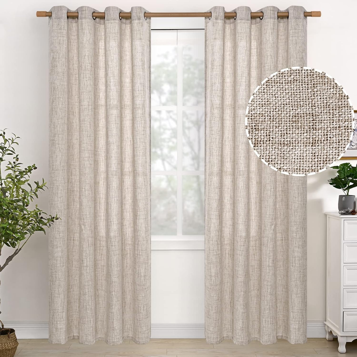 Click here for Siabc-Natural Linen Curtains 84 Inch Long For Livi... prices