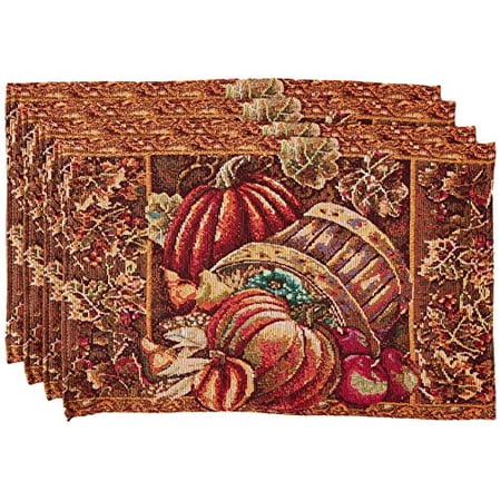 Violet Linen Fall Harvest Collection-Tapestry Bushel Basket Pumpkins ...