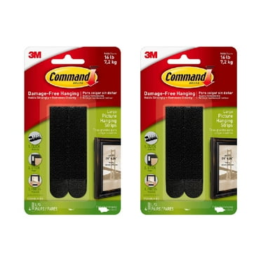 3M Command Damage-Free Hanging Large Black Picture Hanging Strips (Pack ...