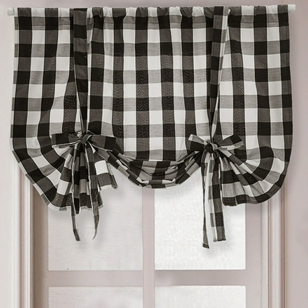 Buffalo Check Plaid Gingham Custom Fit Farmhouse Window Curtain Tie Up ...