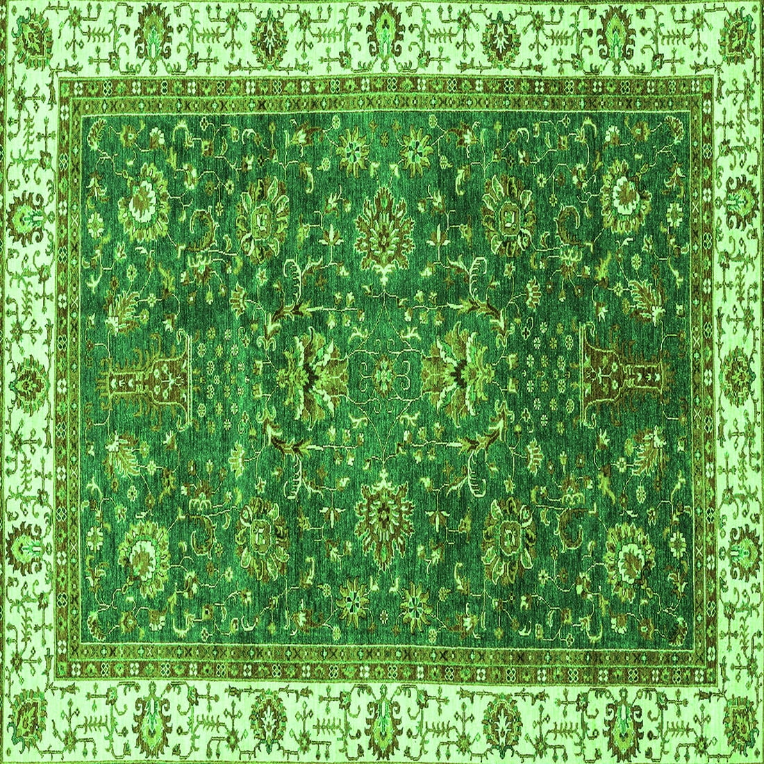 Ahgly Company Indoor Square Abstract Green Modern Area Rugs, 4' Square ...