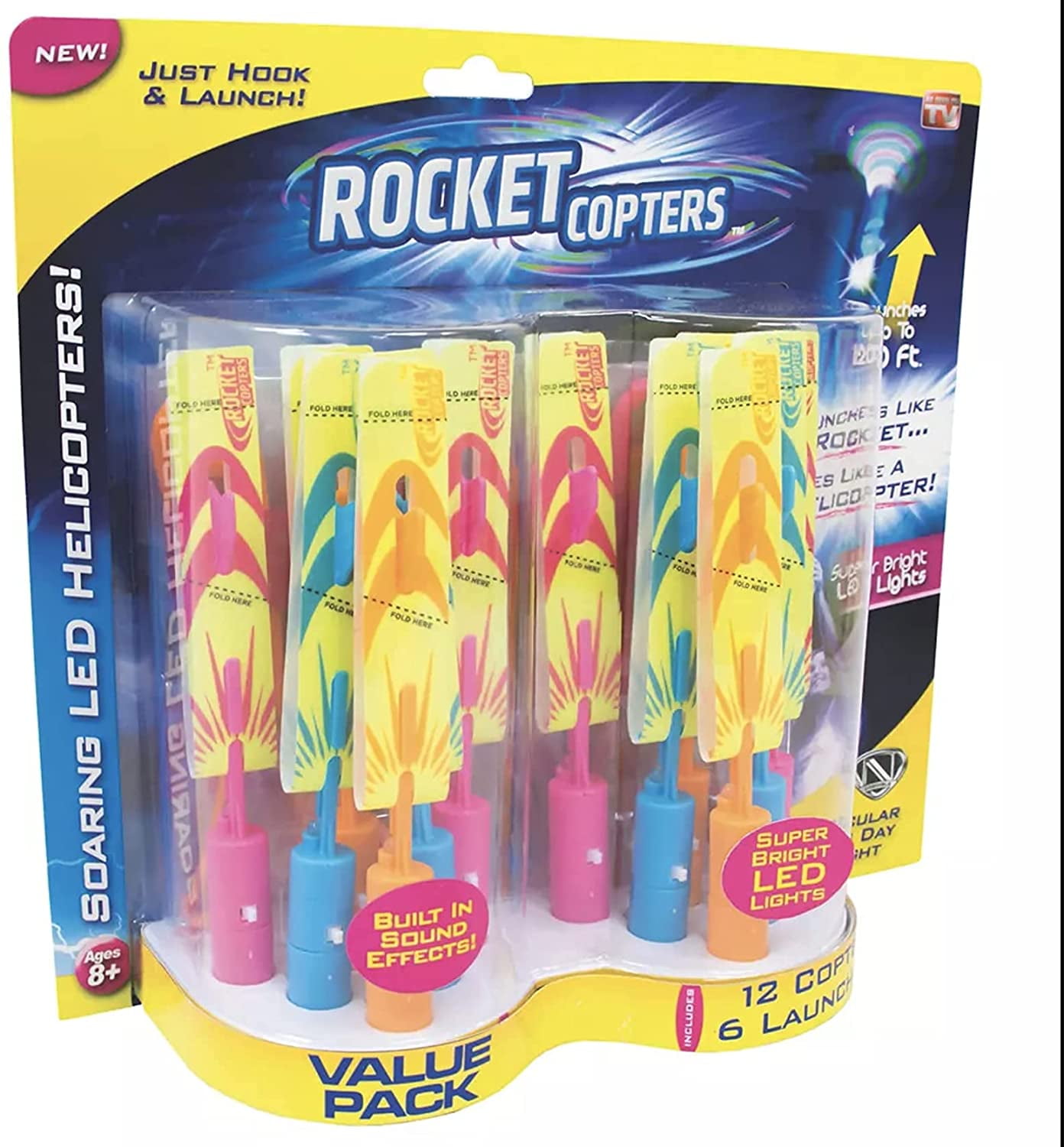 Buy Rocket Copter The Amazing Slingshot LED Helicopters 2pk - As Seen ...