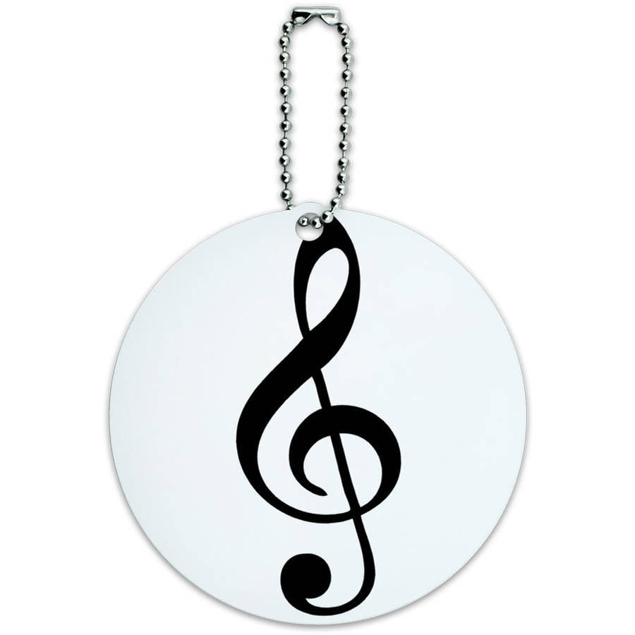 Treble Clef Music Round Luggage ID Tag Card for Suitcase or Carry-On ...