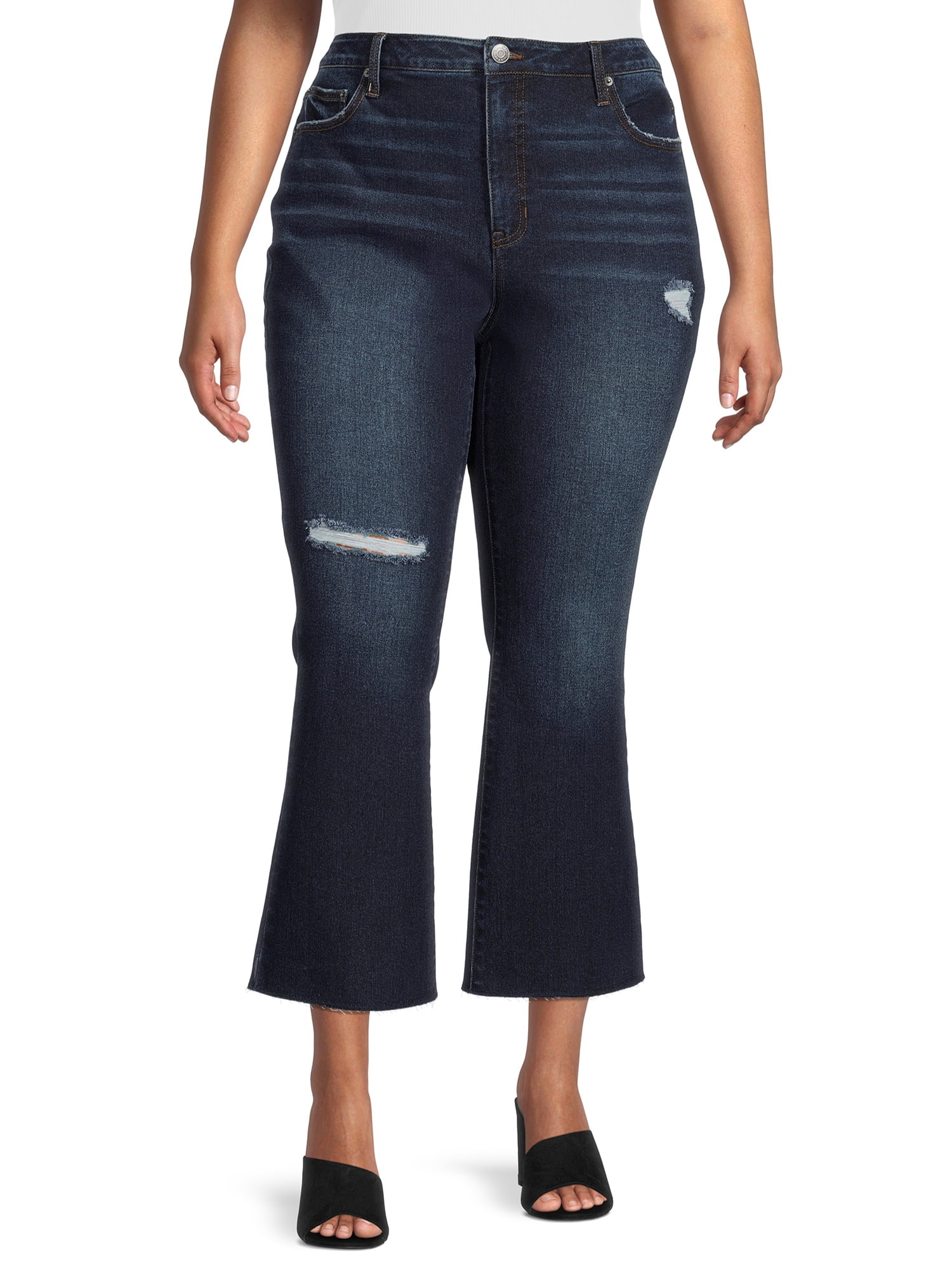 Terra & Sky Women's Plus Size Cropped Bootcut Jeans - Walmart.com