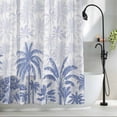 Blue Tortoise Palm Tree Fabric Shower Curtain Tropical Plants Washable ...