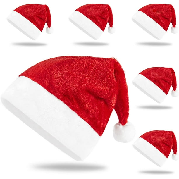 6pack Santa Hats,Comfortable Velvet Santa Hats for Adults,Red Classic ...