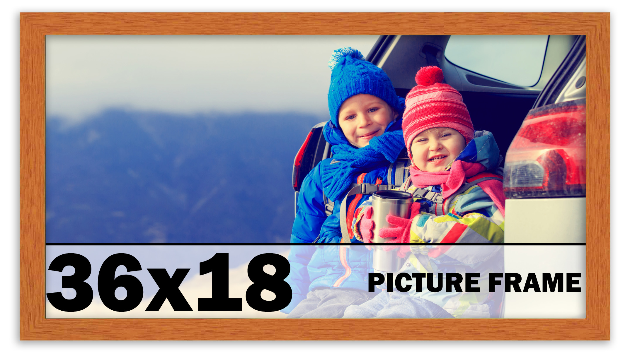 36x18 Frame Honey Pecan Brown Picture Frame - Modern Photo Frame ...