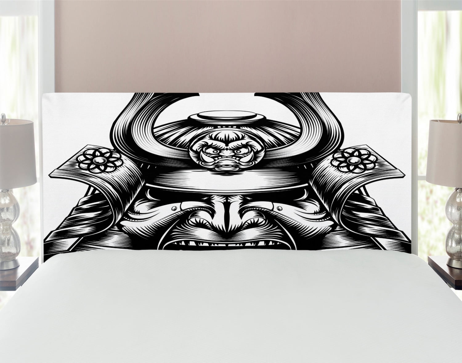 Japanese Headboard, Vintage Style Oriental Themed Demon Samurai Eastern ...