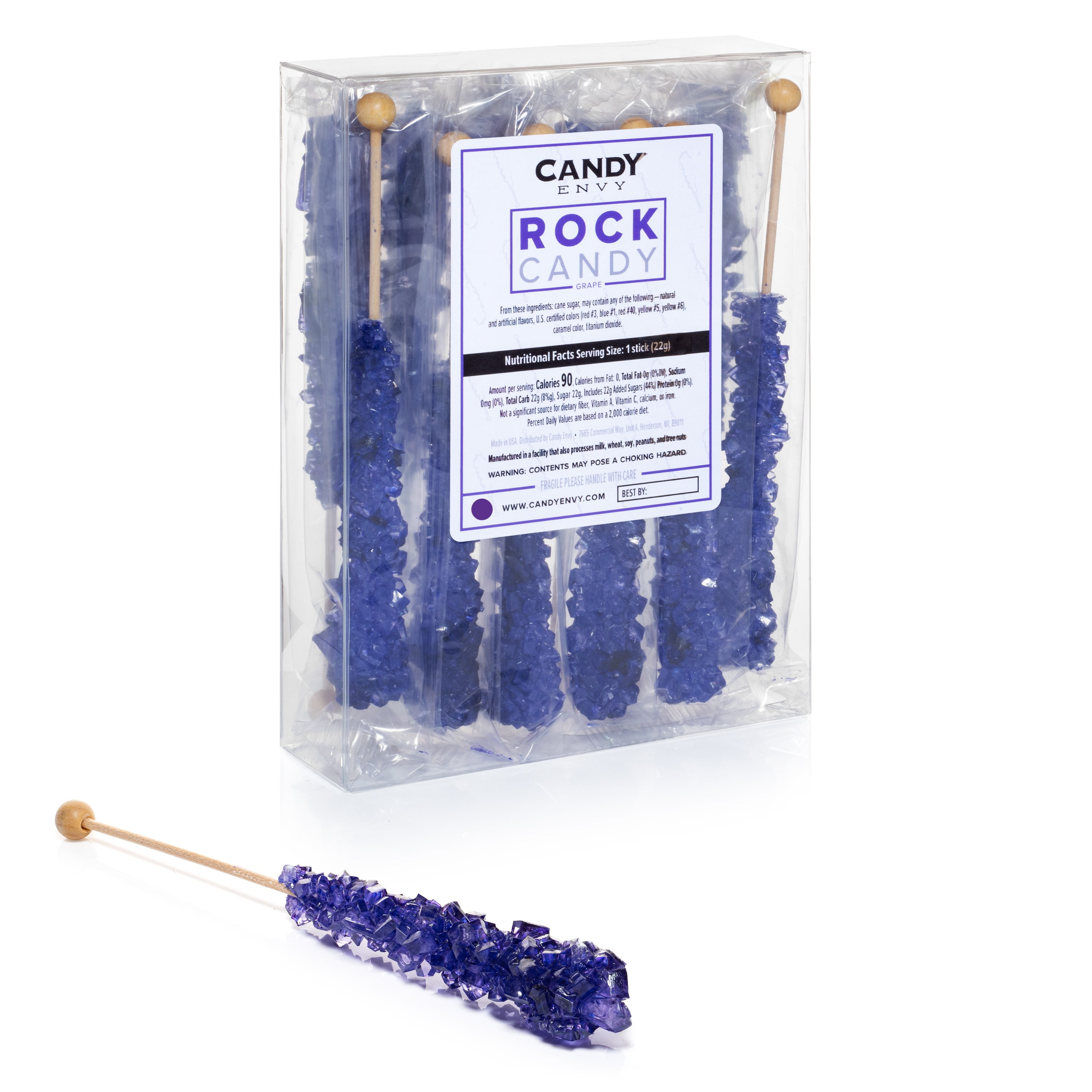 Candy Envy Purple Rock Candy, Grape Flavored, 12 Count, Individually ...