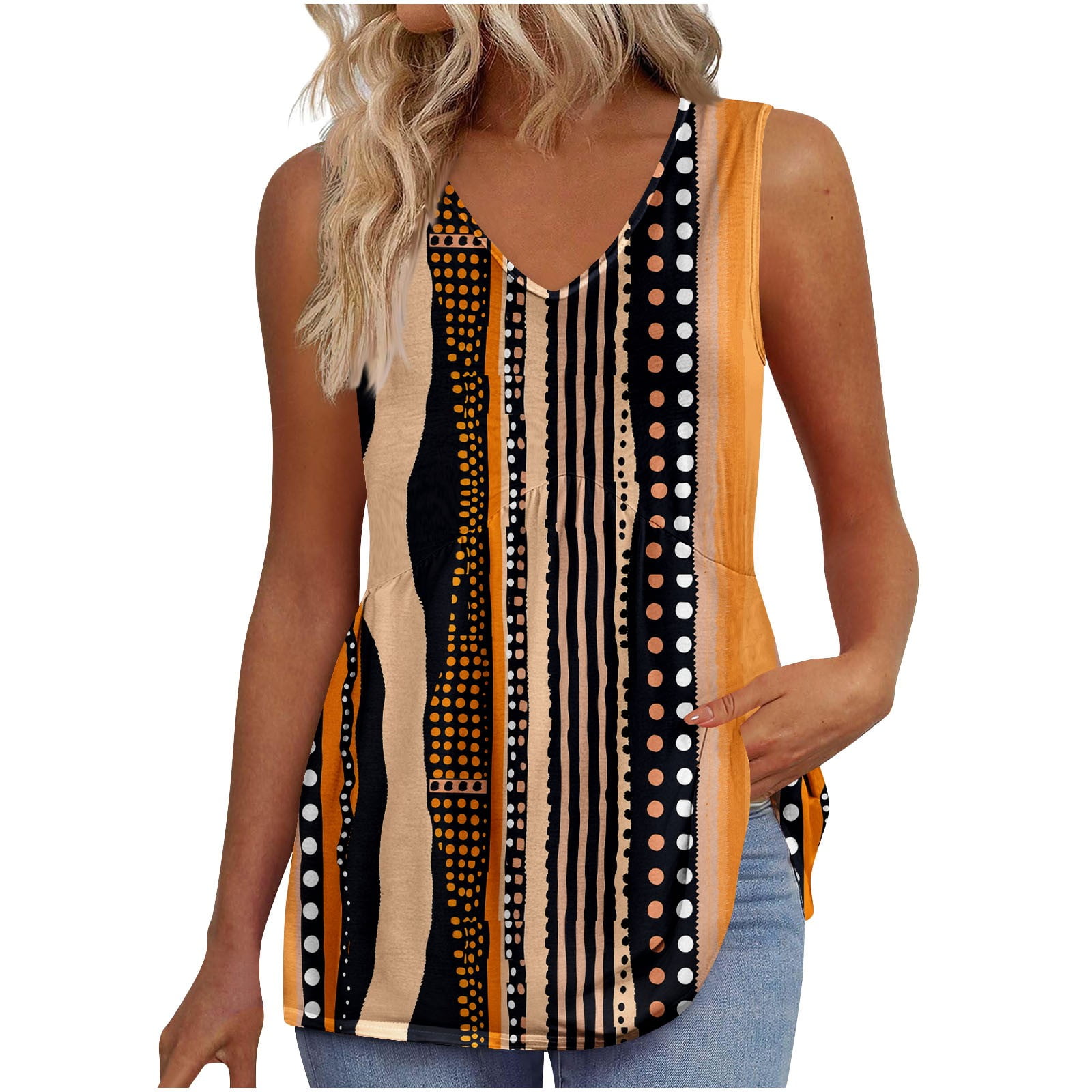 Click here for Yanlir Ladies Printed V Neck Sleeveless Tank Tops... prices