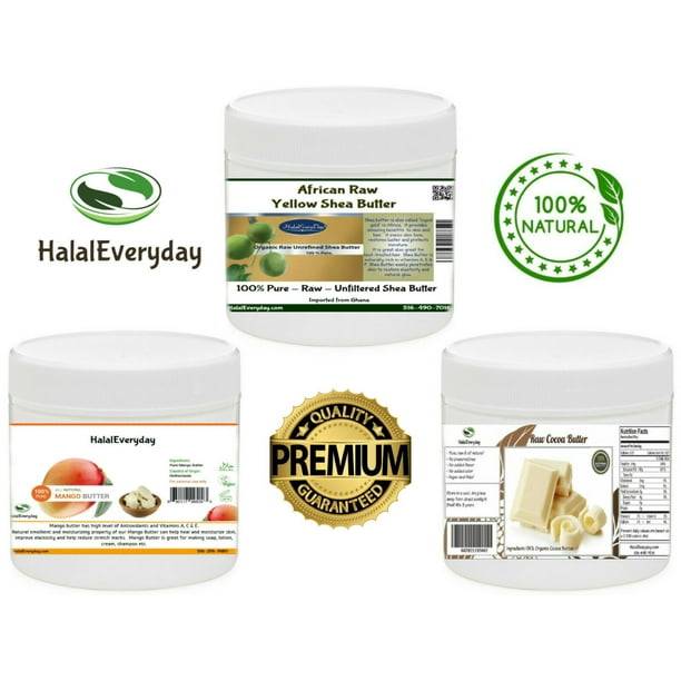 Raw African Shea | Mango | Cocoa Butter Trio Set - 100% Pure Unrefined ...
