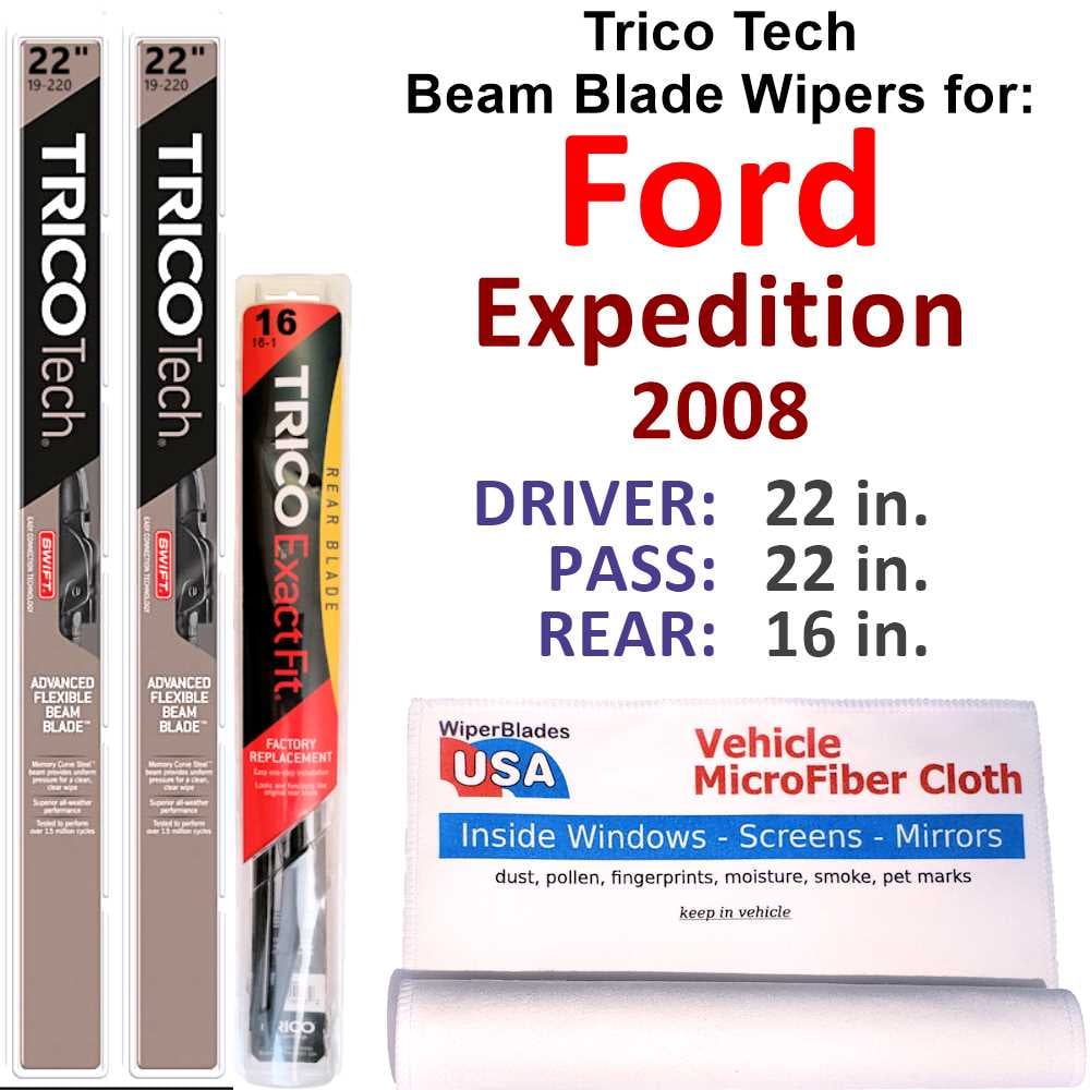 2008 Ford Expedition Beam Blade Wipers (Set of 3) w/Rear Wiper ...