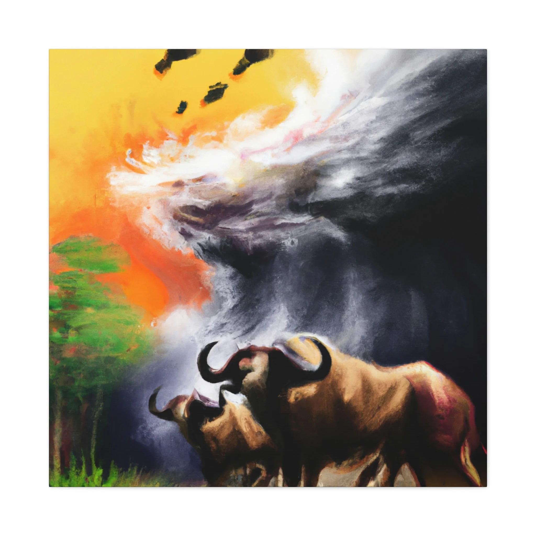 Bison in Moonlight Dream - Canvas - Walmart.com