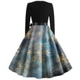 Christmas Dresses for Women Holiday Glitter Xmas Tree Print Dresses ...