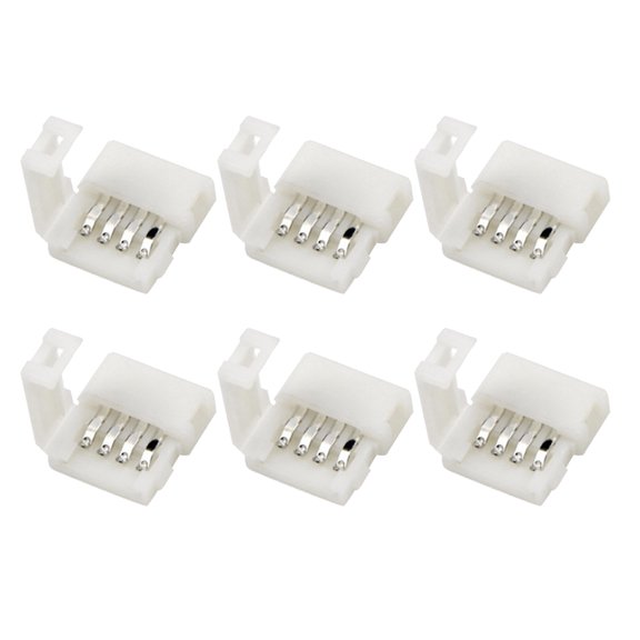 ABI 10mm 4-pin Solderless Clip-on Coupler Connector for 5050 RGB LED ...