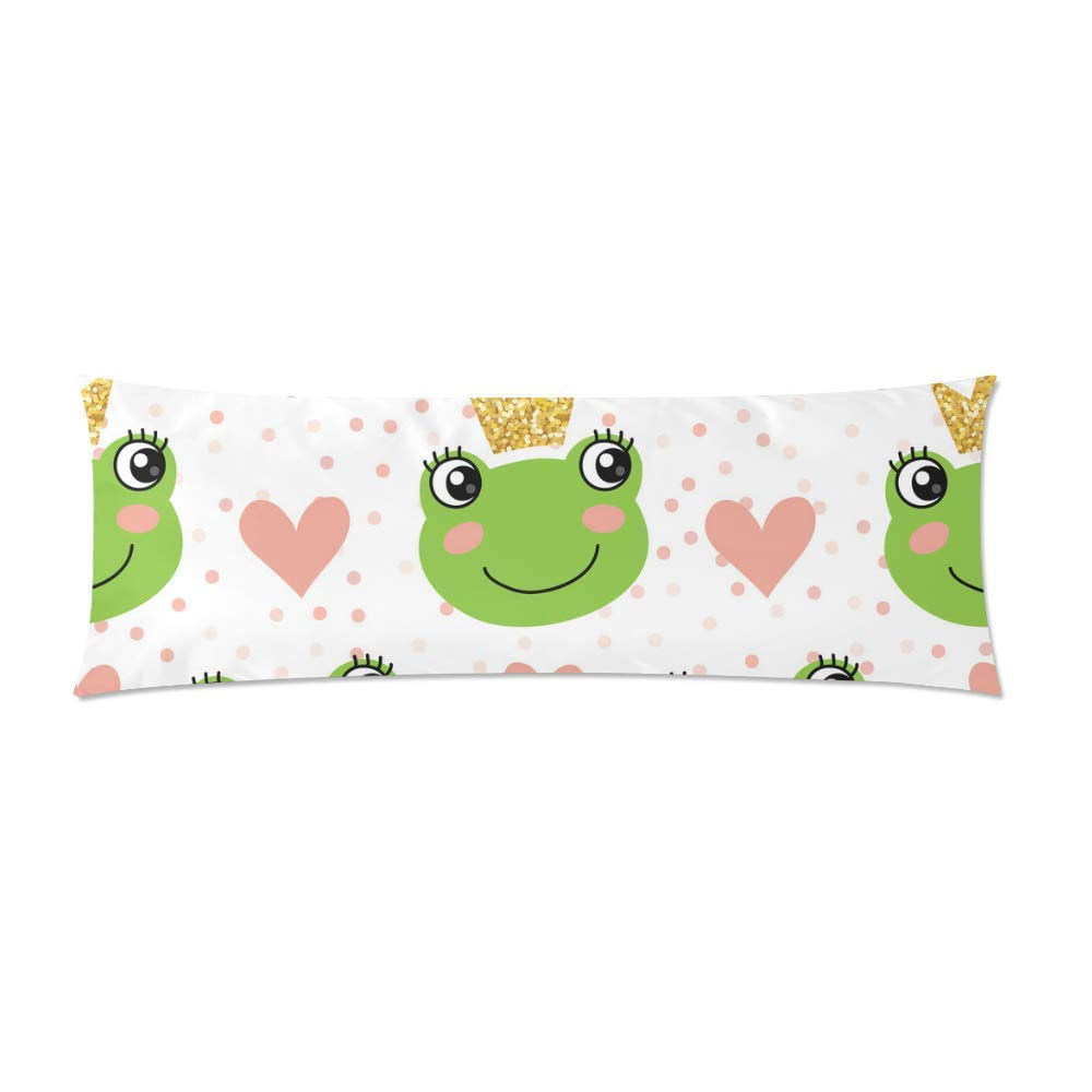 ABPHOTO Cute Frogs and Crowns Body Pillow Covers Pillowcase Throw ...