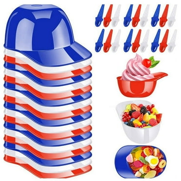 Honeydak 48 Pack Plastic Baseball Helmet Bowl with Spoons 8 oz Mini Ice ...