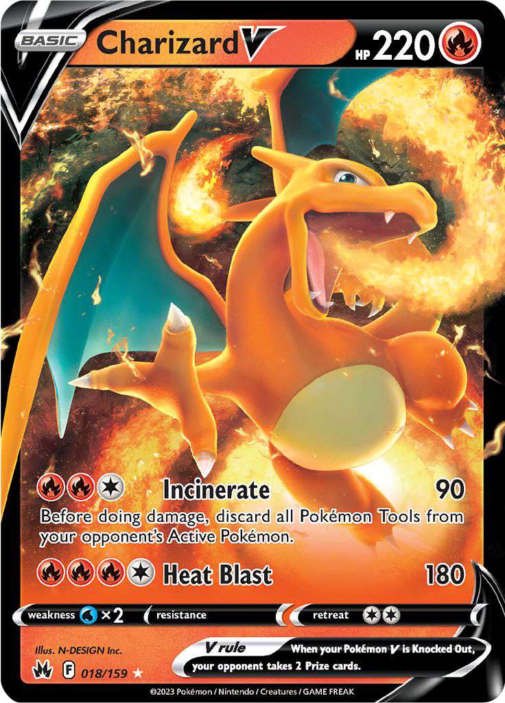 Pokemon Crown Zenith Rare Holo Charizard V #18, 220 HP, Grass Type ...