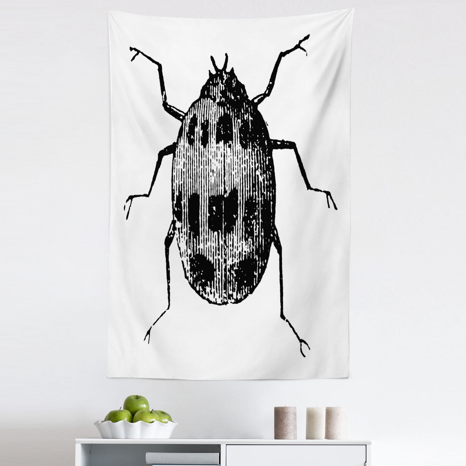 Ladybugs Tapestry, Monochrome Spotted Scary Large Insect Entomophobia ...
