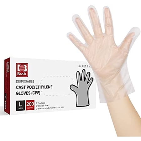 HTAIGUO 1 Box 200Pcs Disposable Cast Polyethylene Gloves Textured ...
