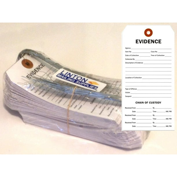 "Evidence" and"Chain of Custody" Tag, 6.25" x 3.125" Durable White ...