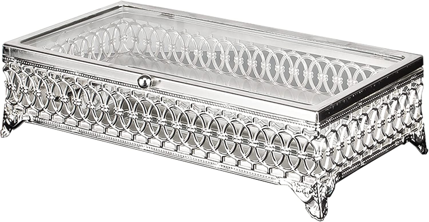 HAKAN Handmade Fancy Keepsake Boxes, Metal Display Cases with Clear ...