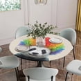 Afro Wig Panda Round Fitted Tablecloth with Elastic Edge Abstract Funny ...