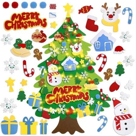 DIY Felt Christmas Tree Set, with Lights Strings and 32 Detachable ...