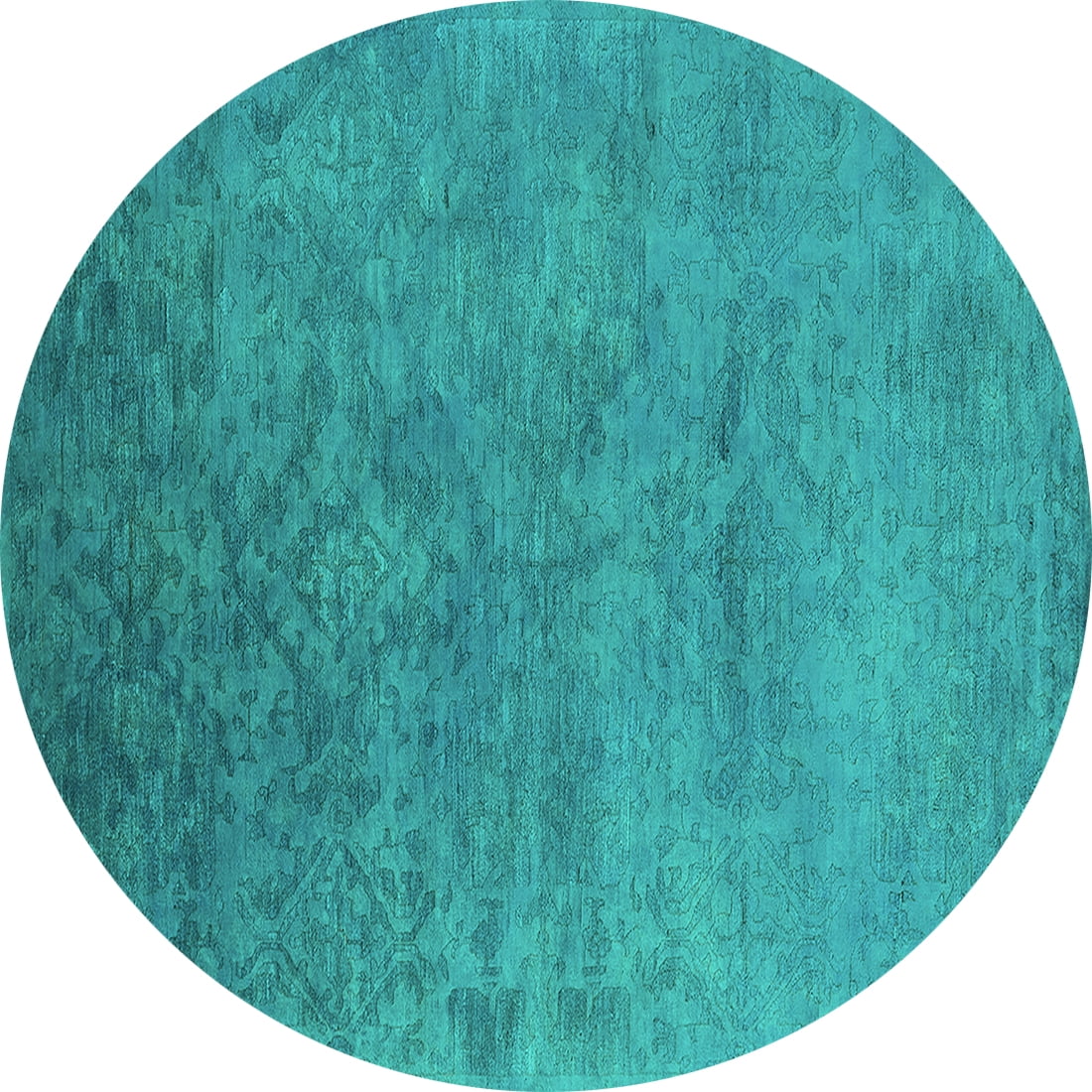 Ahgly Company Machine Washable Indoor Round Persian Turquoise Blue ...