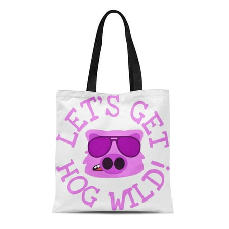 JSDART Canvas Tote Bag Cute Let Get Hog Wild Funny Puns Punny Humorous ...