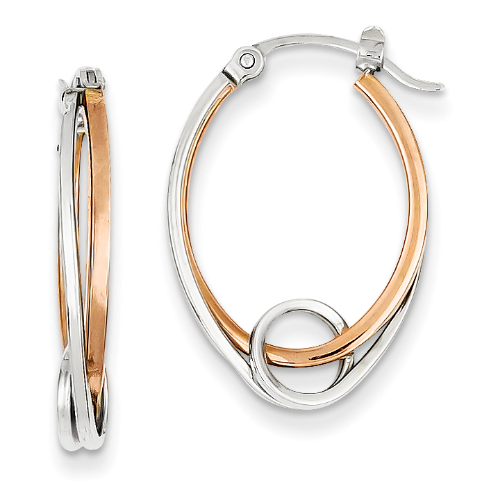 Beautiful 14K Two-tone Oval w/Loop Hoop Earrings - Walmart.com