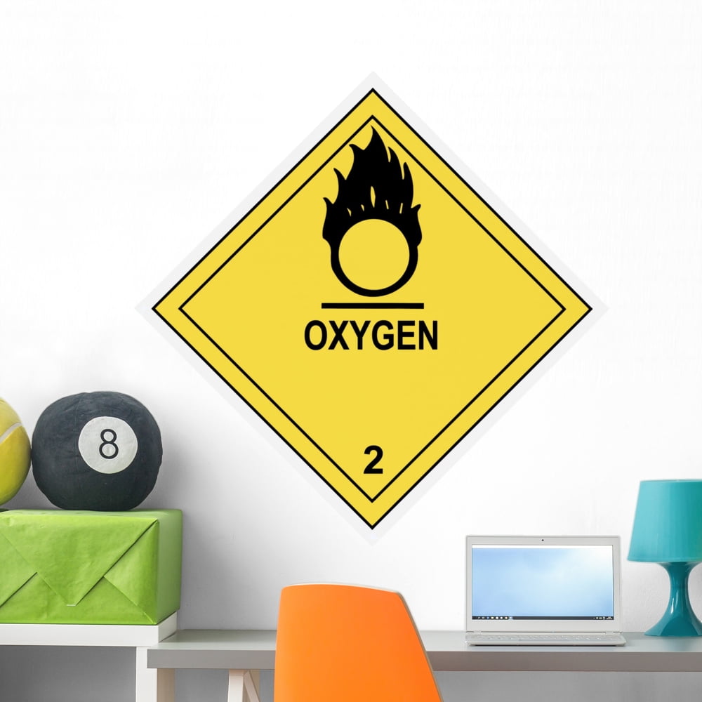 Oxygen Warning Label Wall Decal by Wallmonkeys Peel and Stick Graphic ...
