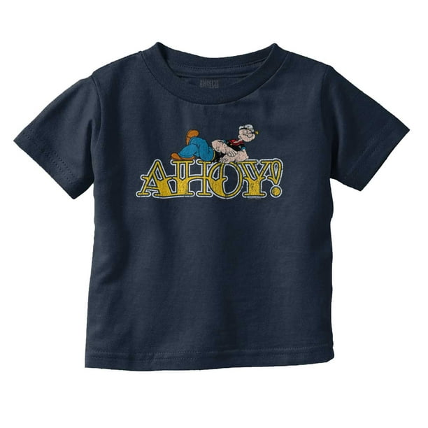 Popeye Ahoy Traditional Tattoo Font Toddler Boy Girl T Shirt Infant ...